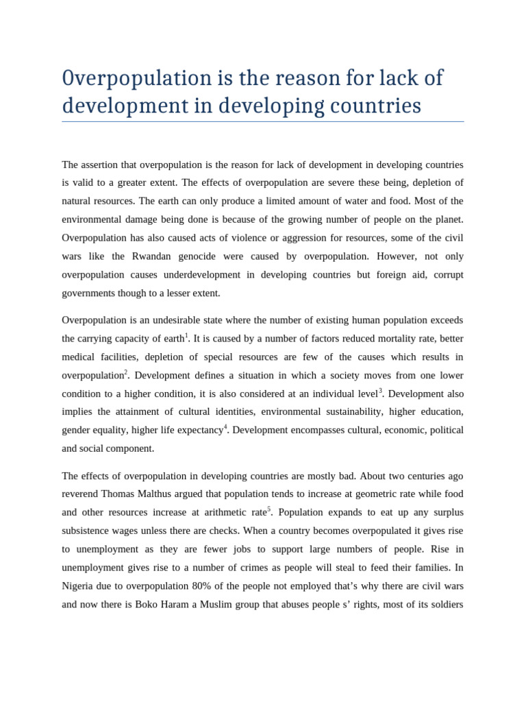assignment | PDF | Human Overpopulation | Developing Country