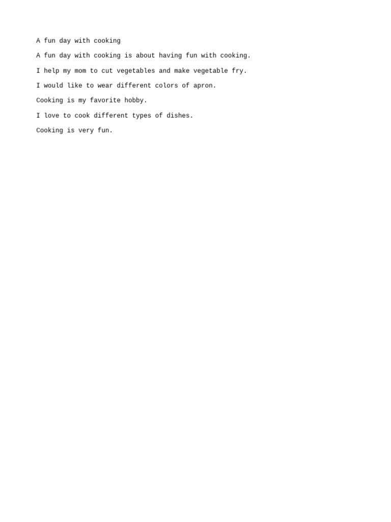 A Fun Day With Cooking | PDF