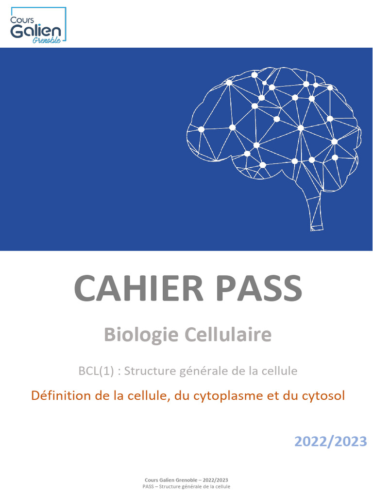 Cahier Galien Grenoble Biocell | PDF | Cytosol | Membrane cellulaire
