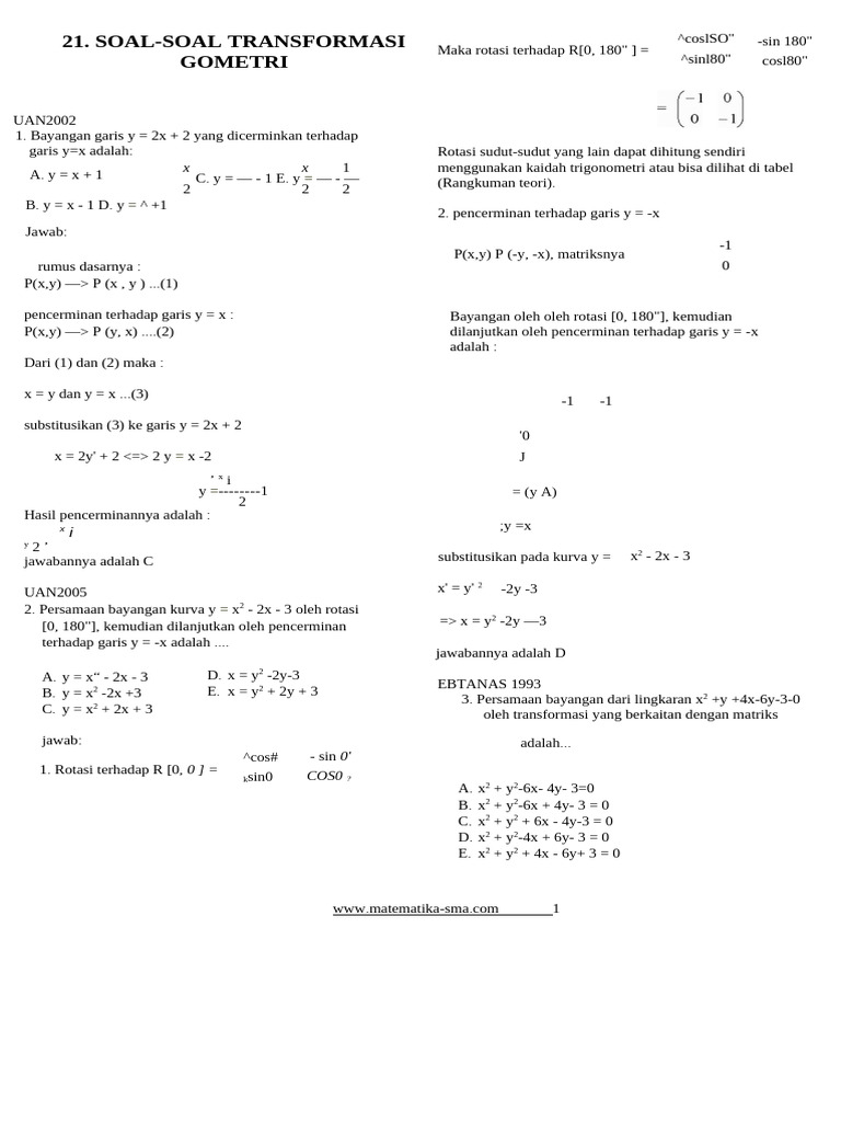 Soal Soal Transformasi Geometri | PDF