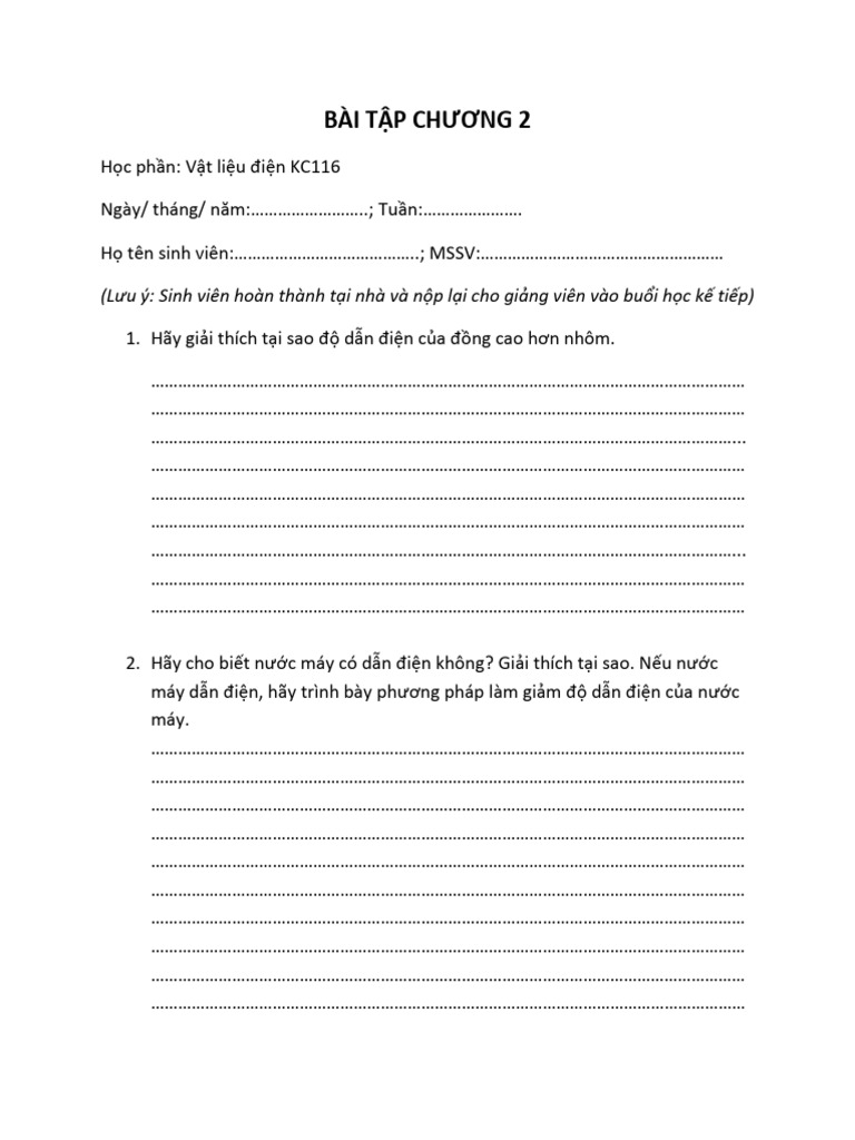 Bai Tap Chuong 2 | PDF