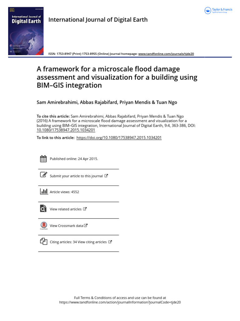 A Framework For A Microscale Flood Damage Assessment and Visualization For A Building Using BIM ...