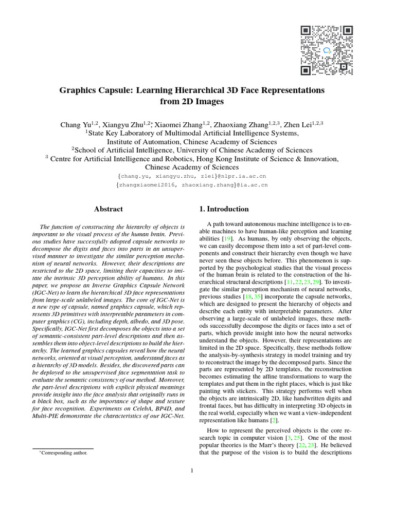 Graphics Capsule Learning Hierarchical 3D Face Representations | PDF | Image Segmentation | 3 D ...