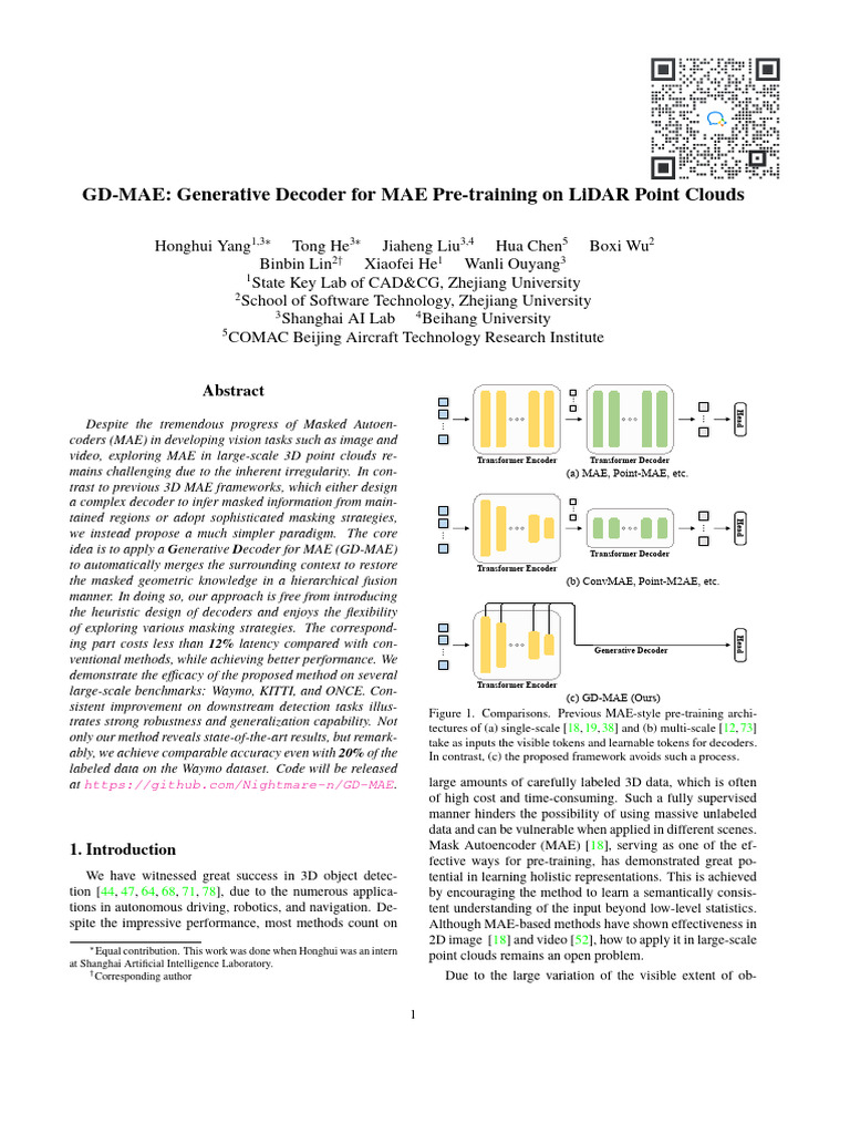 Generative Decoder For MAE Pre-Training On LiDAR Point Clouds | PDF | Data Compression | Machine ...