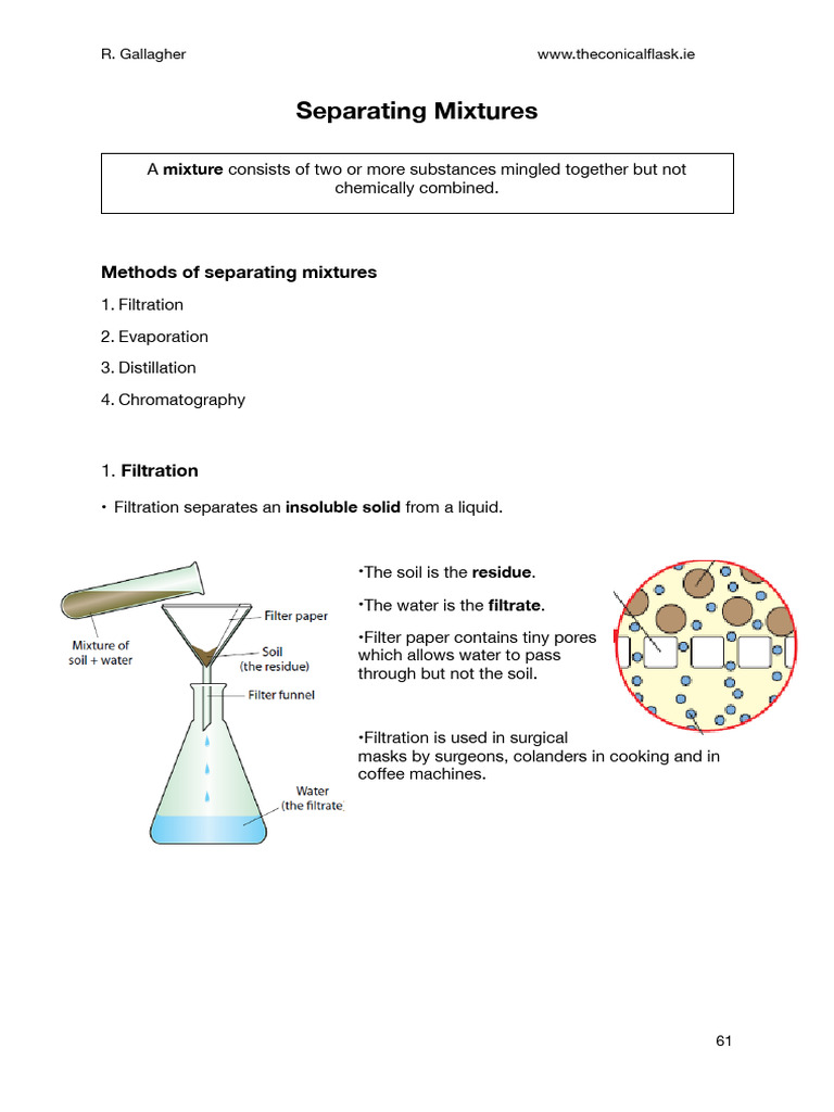 Separating Mixtures (1) | PDF | Filtration | Mixture