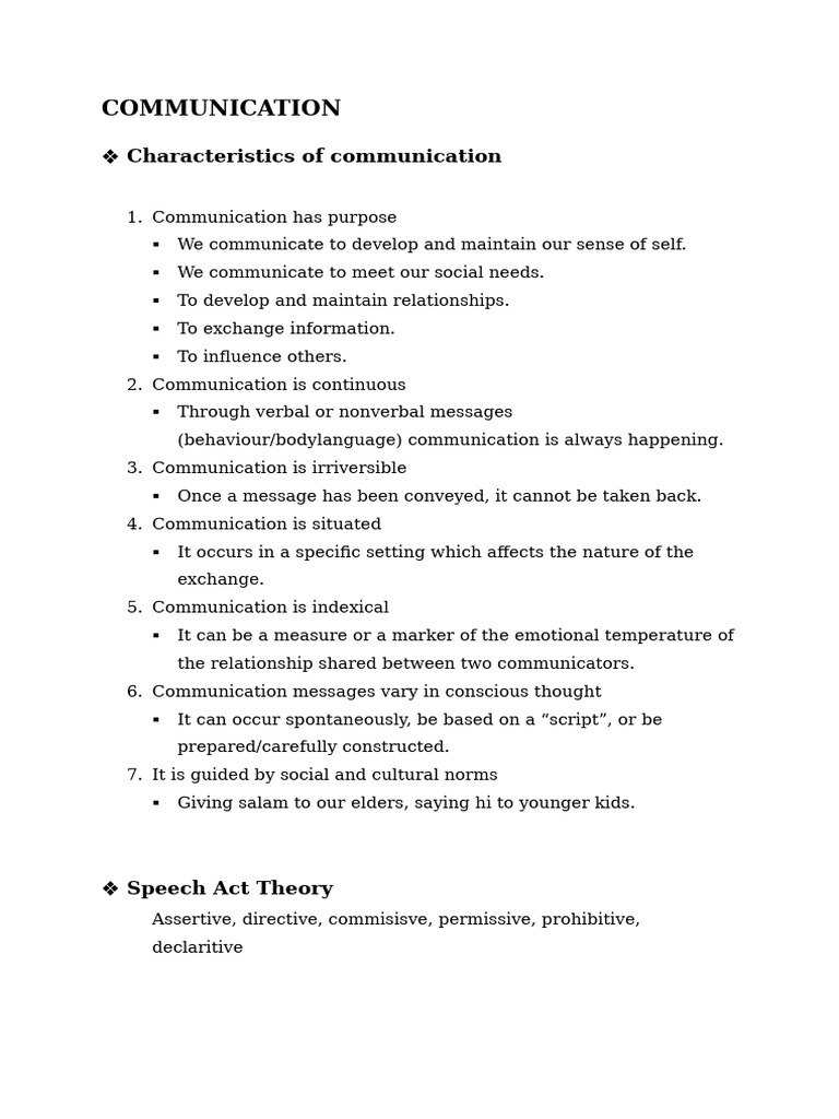 Characteristics of Communication | PDF