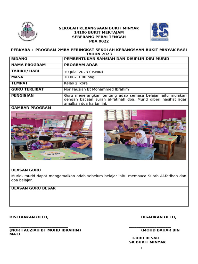 Opr Program Adab 1 | PDF