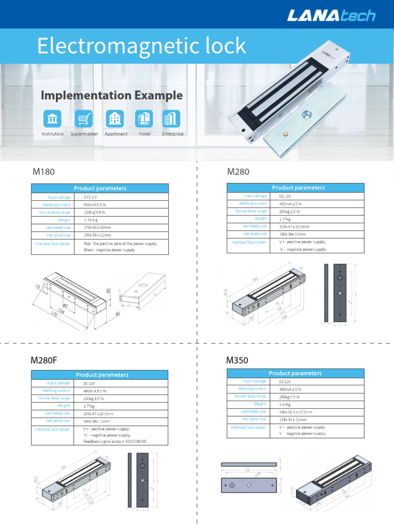 Lanatech Magnetic Lock Data Sheet | PDF