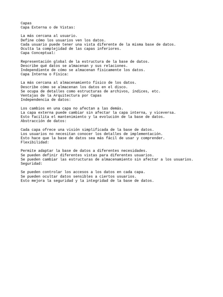 Arquitectura de Bases de Datos por Capas | PDF