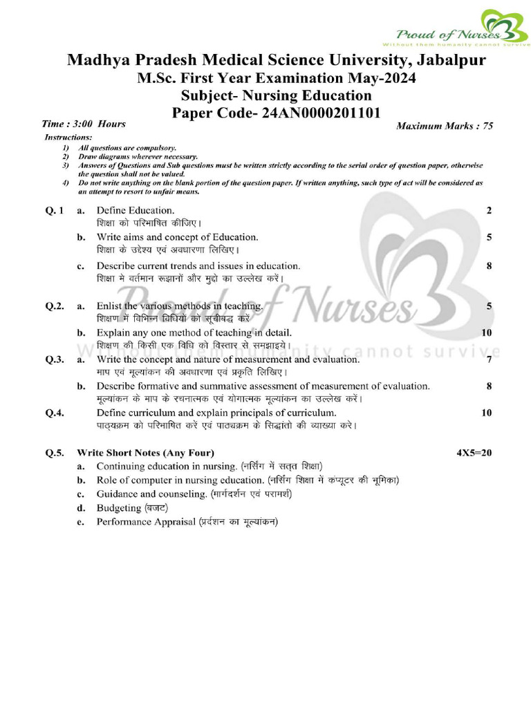 2024 MPMSU MSC 1st Nursing Education May | PDF
