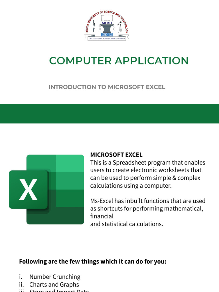 Excel Components: Columns, Rows, Fill Handle | PDF