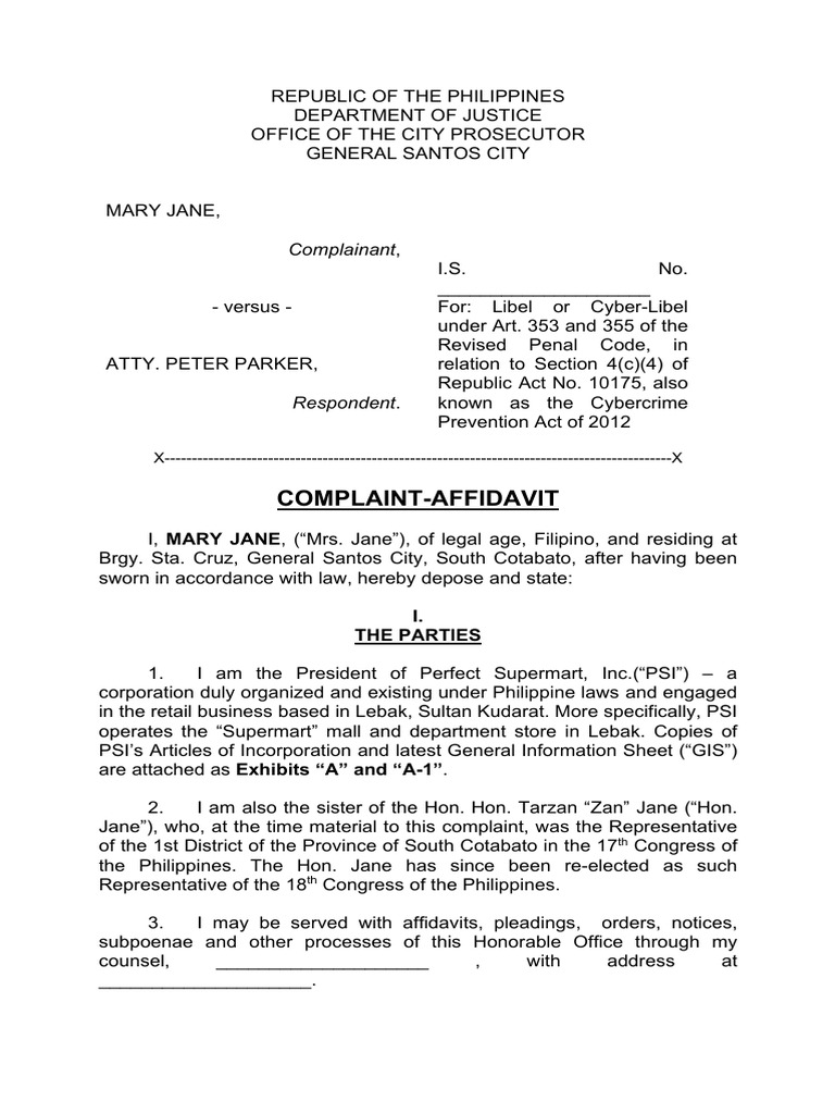 02 - Complaint-Affidavit (Cyberlibel) | PDF | Defamation | Justice