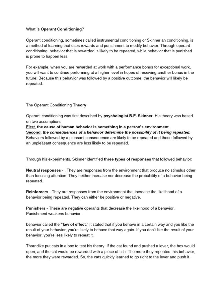 Operant-Conditioning | PDF | Reinforcement | Scientific Theories