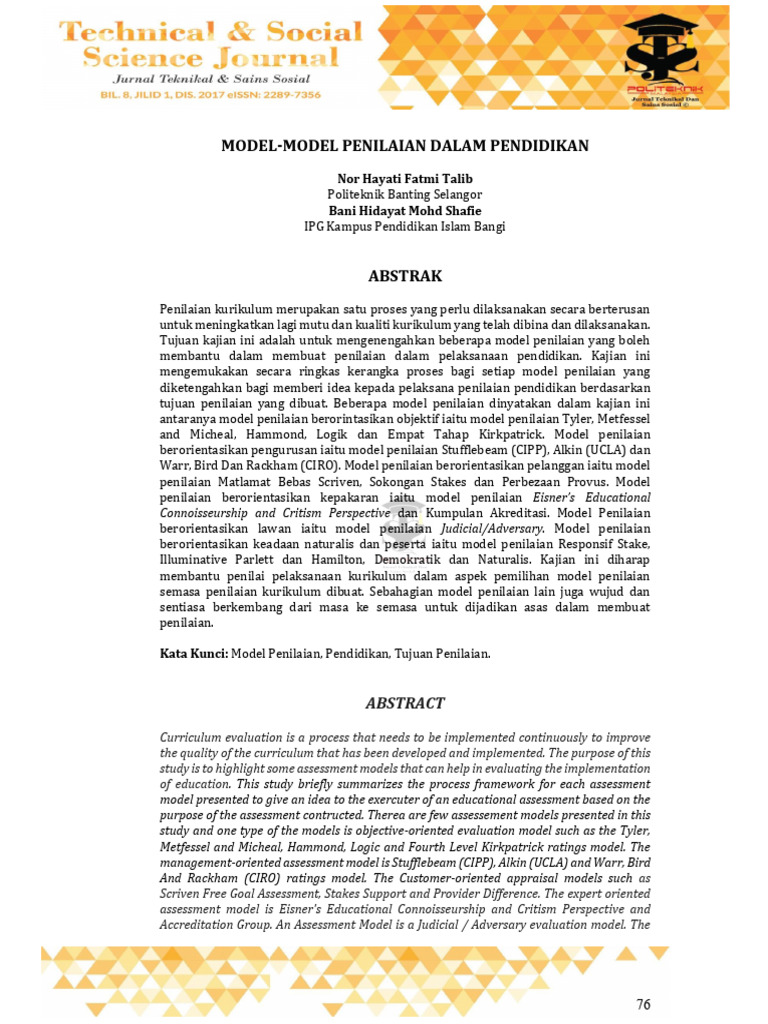 Contoh Model Penilaian | PDF