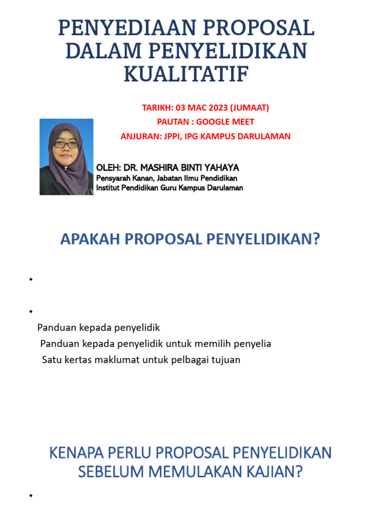 Penyediaan Proposal Kajian Kualitatif[3.3][1]-Dr Mashira | PDF