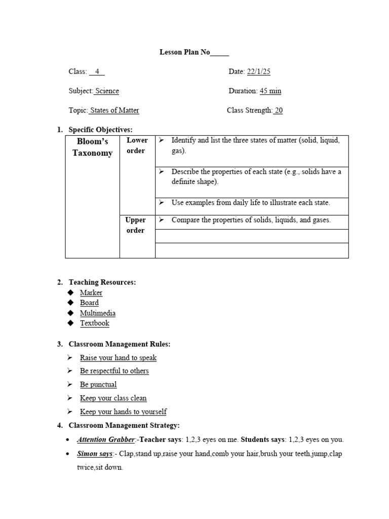 Lesson Plan ICT | PDF | Gases | Liquids