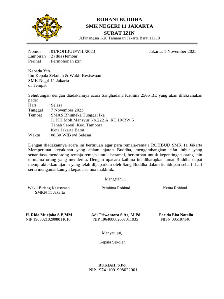 SURAT IZIN ROHBUD - KATHINA BE 2565 (1) (1) | PDF
