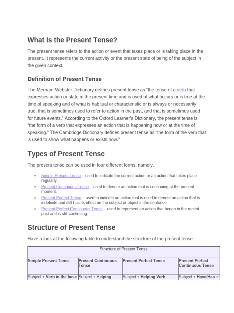 What Is The Present Tense | PDF | Grammatical Tense | Verb