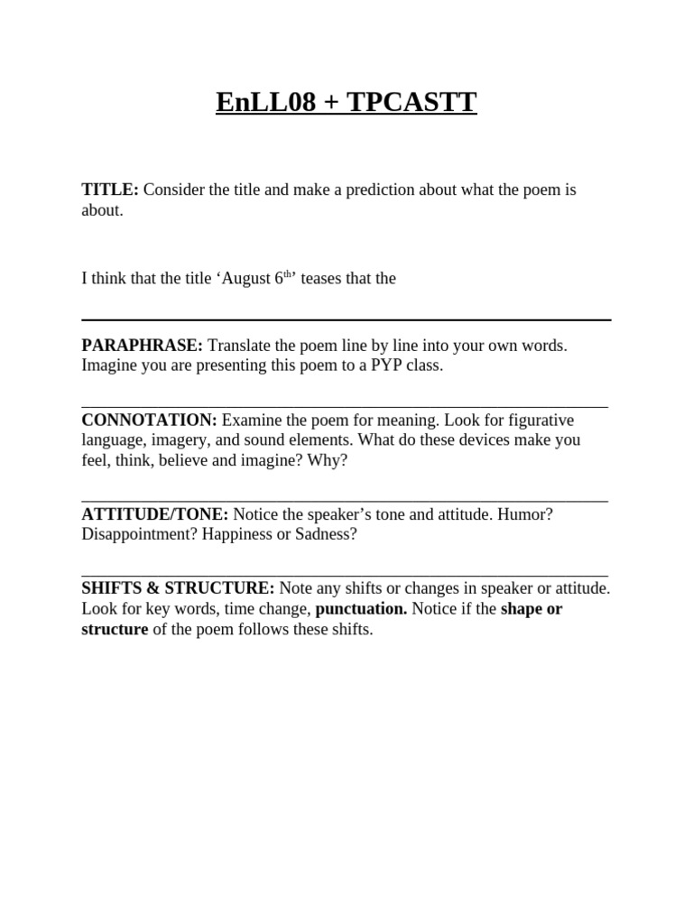 2-TPCASTT Model | PDF