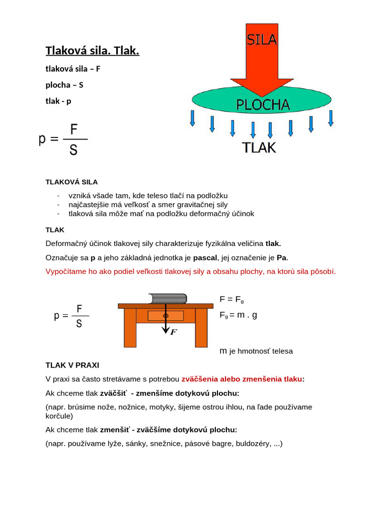 Tlaková sila, tlak | PDF