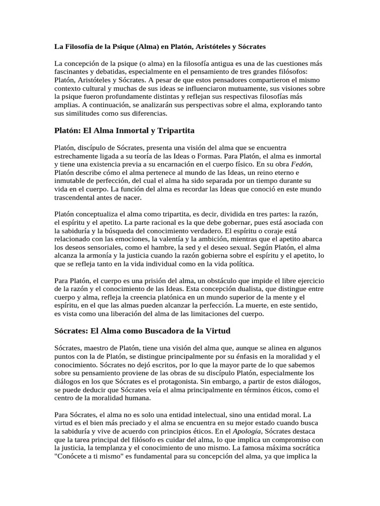 La Psique | PDF | Platón | Alma