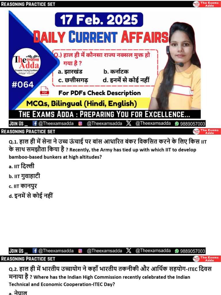 Daily Current Affairs - Class 64 - 17 Feb. 2025 - by Savita Ma'am - The ...