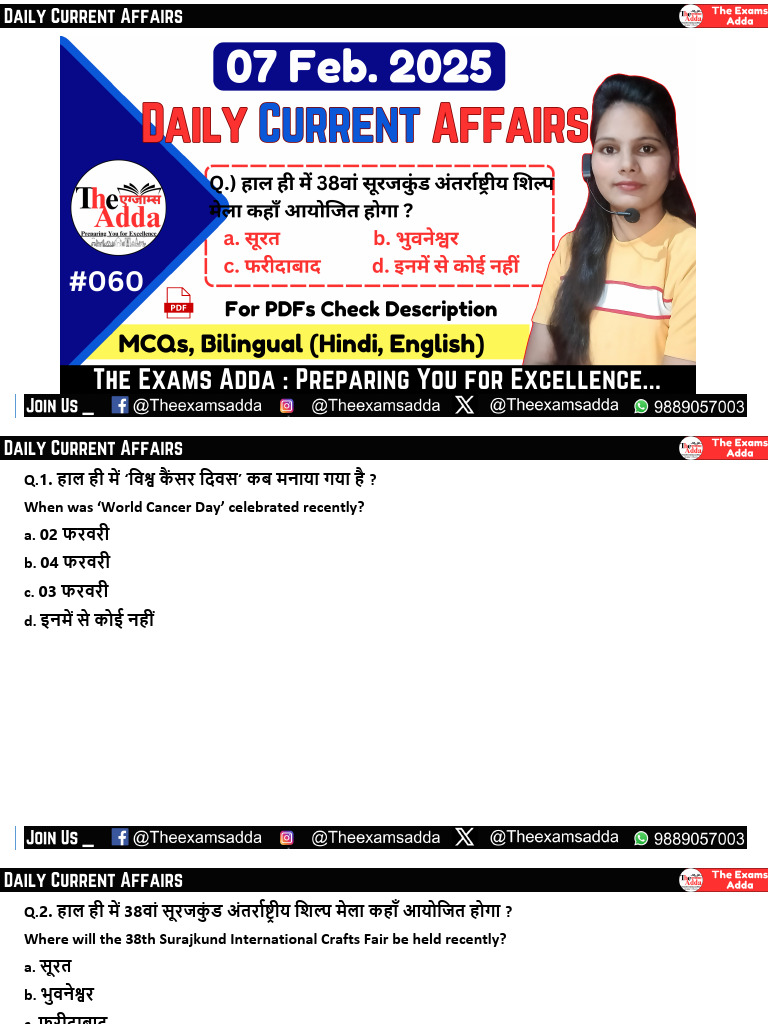 Daily Current Affairs - Class 60 - 07 Feb. 2025 - by Savita Ma'am - The ...