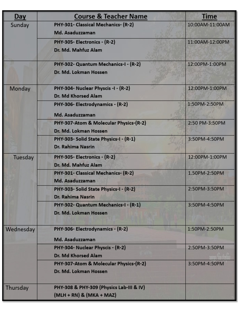 Class-Routine-2nd-Year | PDF