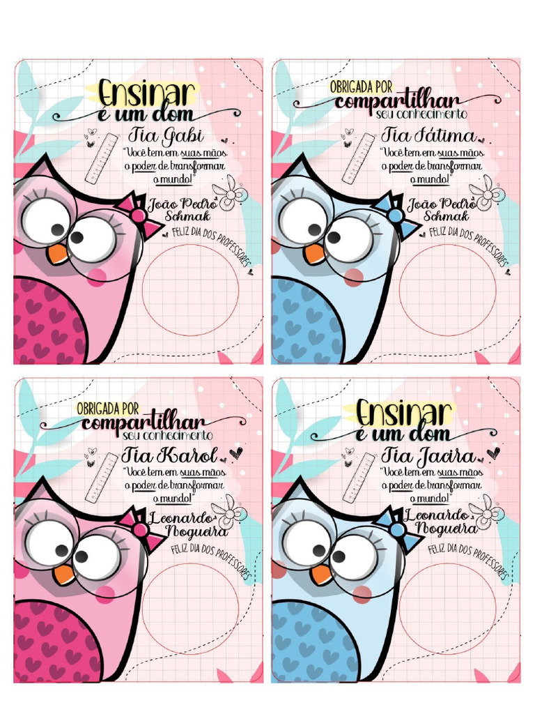 dia dos professor coruja | PDF