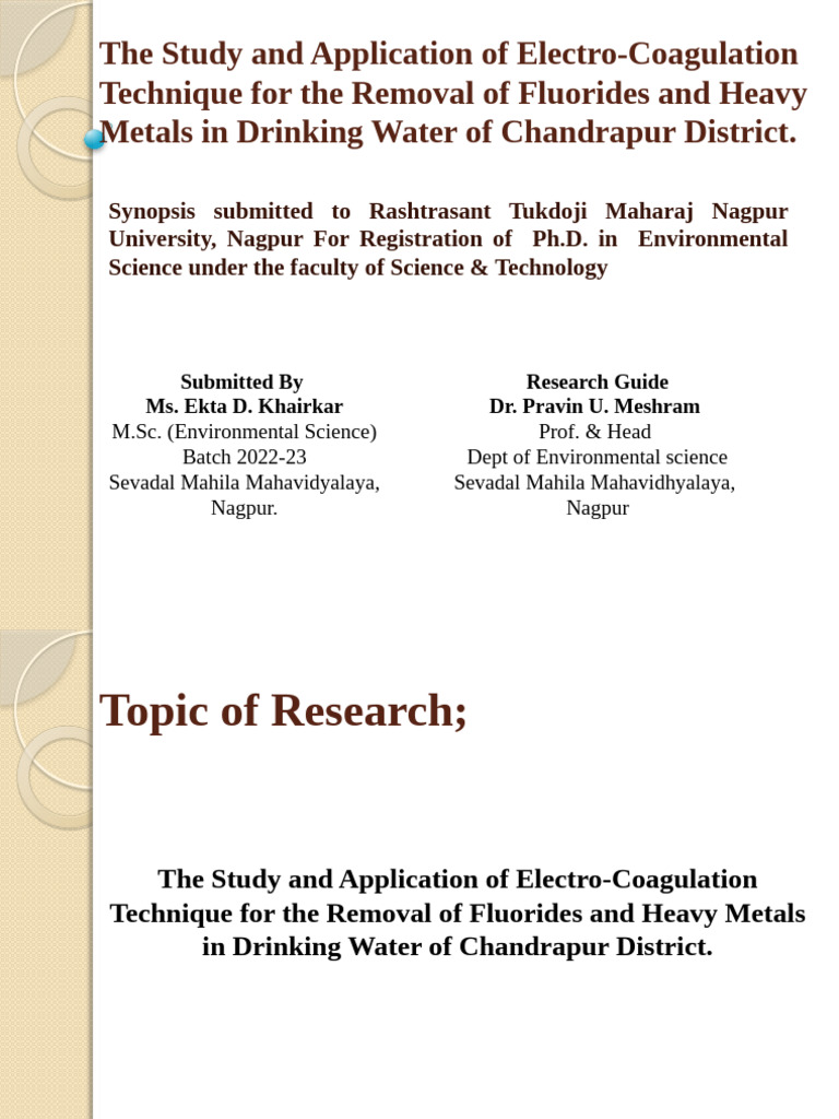 Ekta PPT Synopsis | PDF | Water Purification | Drinking Water