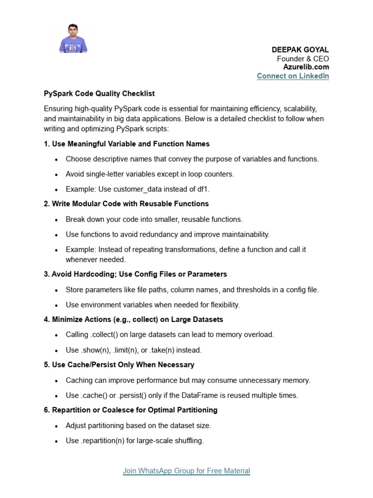 PySpark Code Quality Guide | PDF | Apache Spark | Sql
