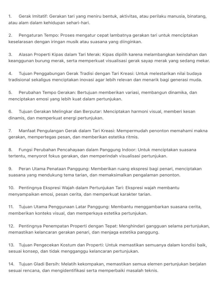Gerak Imitatif: Gerakan Tari Yang Meniru Bentuk, Aktivitas, Atau | PDF