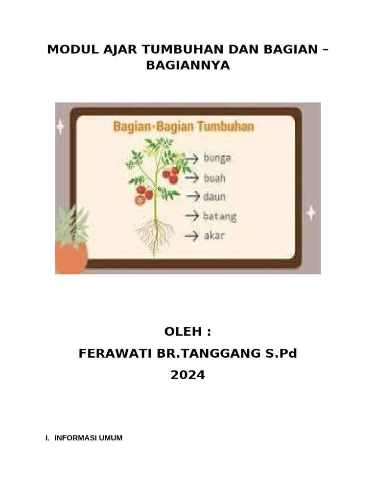 Modul Ajar Tumbuhan Dan Bagian | PDF