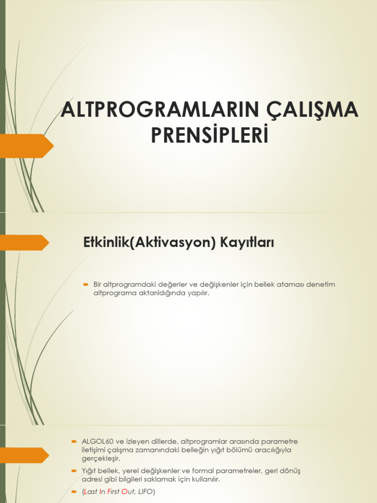 Altprogramların Çalışma Prensipleri | PDF
