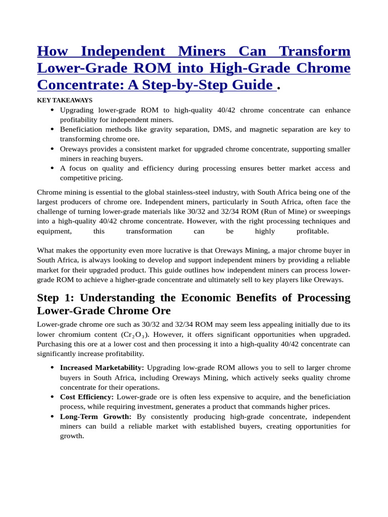 Chrome Corncentrate Upgrade Guide | PDF | Mining | Chromium