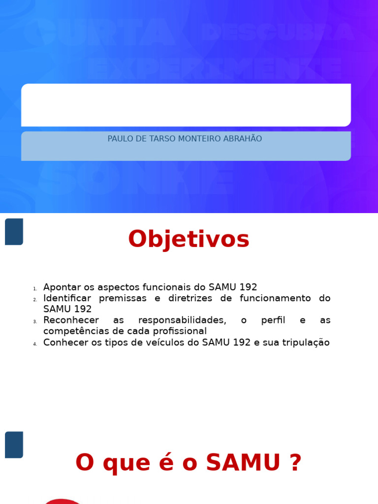 Aspectos Funcionais Do Samu | PDF | Enfermagem | Remédio