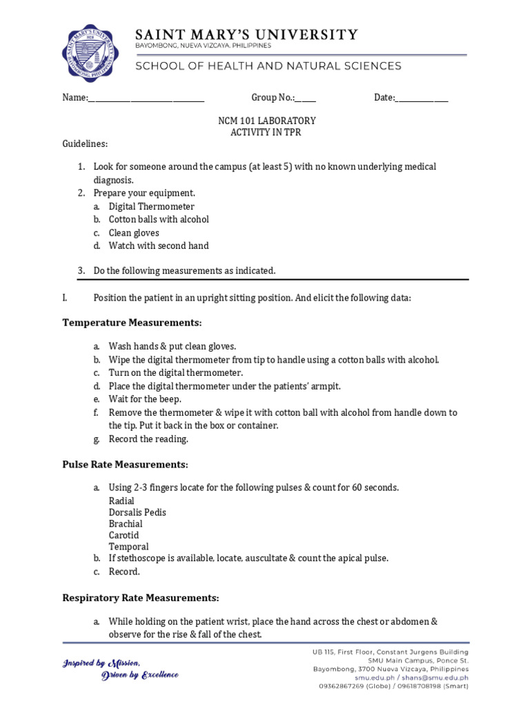 Vital Signs Measurement Lab Guide | PDF | Physiology | Medical Specialties