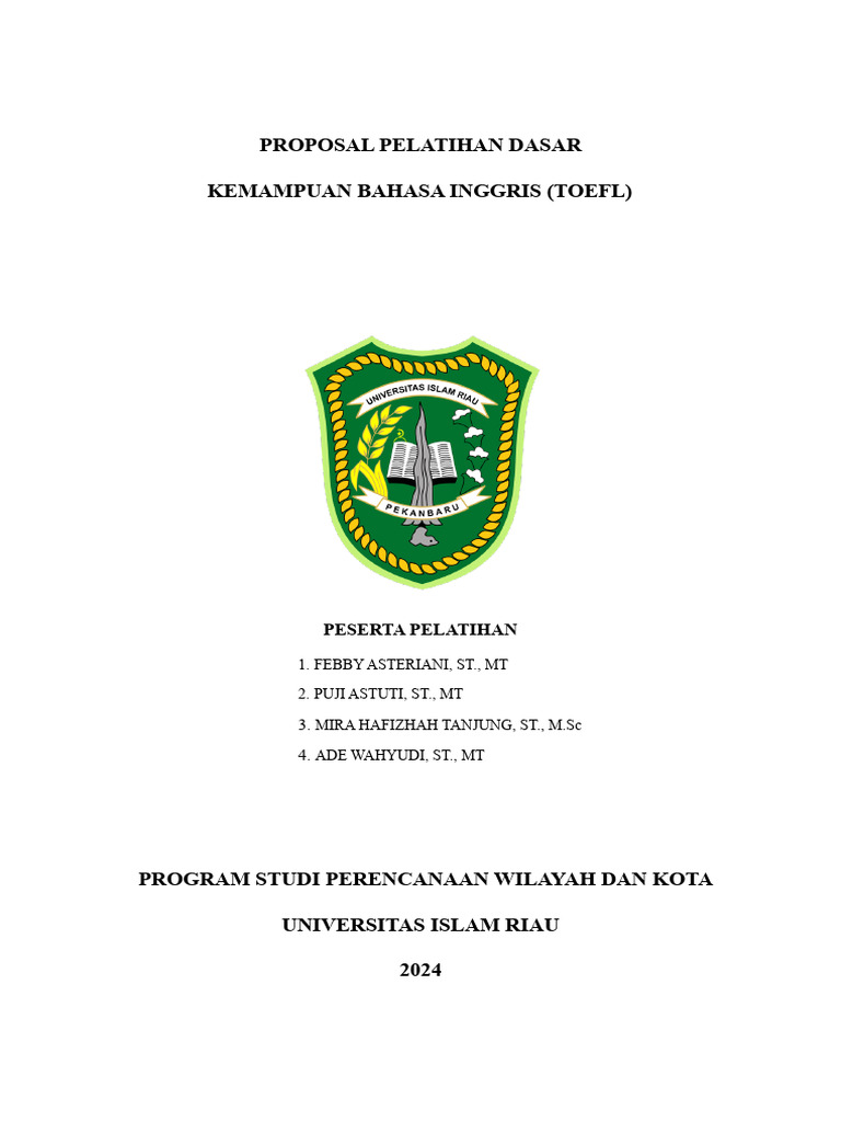 Pelatihan TOEFL untuk Dosen UIR 2024 | PDF