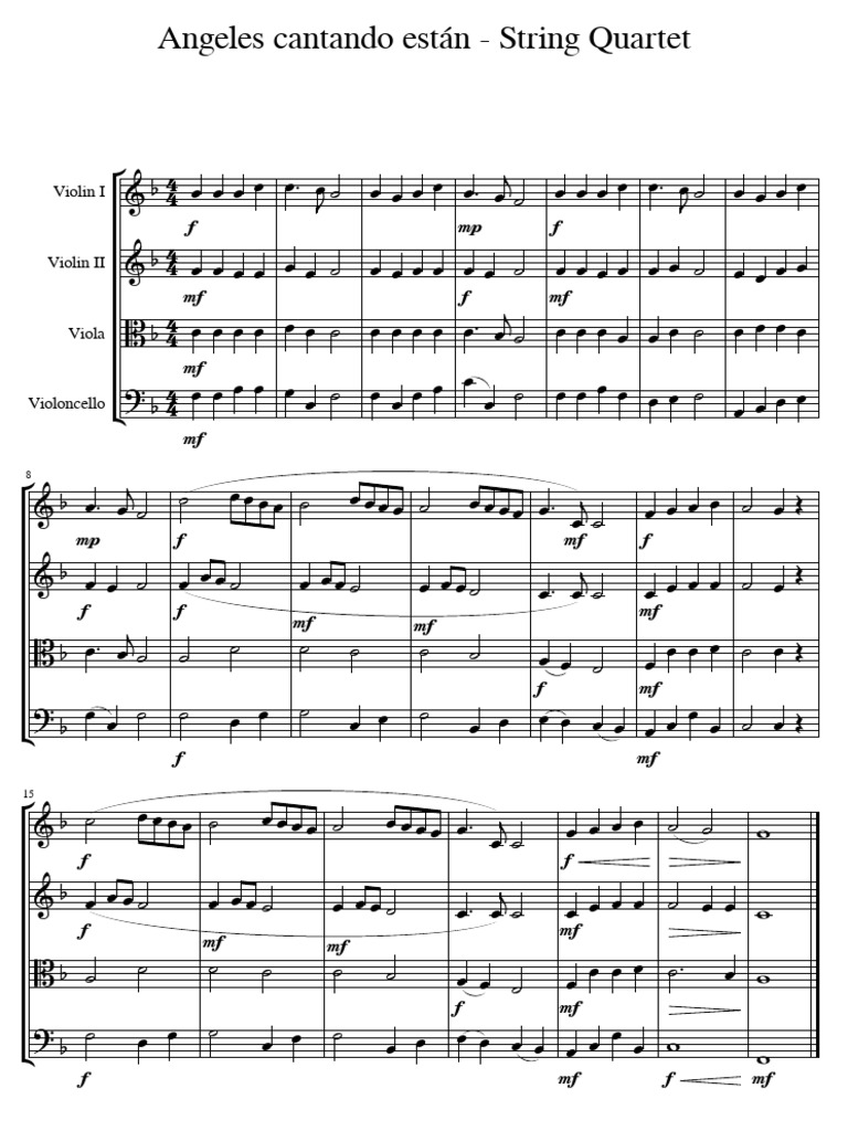 Angeles Cantando Están - String Quartet | PDF | Laúd de cuello | Instrumentos de tono continuo