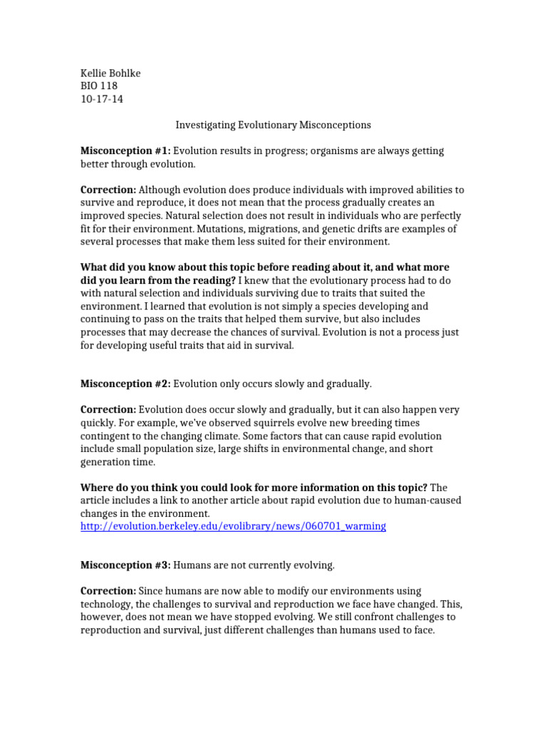 Investigating Misconceptions | PDF | Evolution | Natural Selection