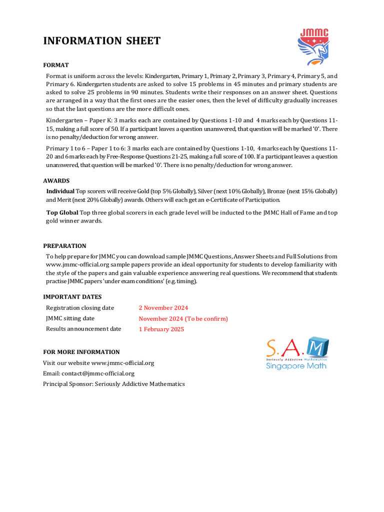 JMMC 2024 Fact Sheet (1) | PDF