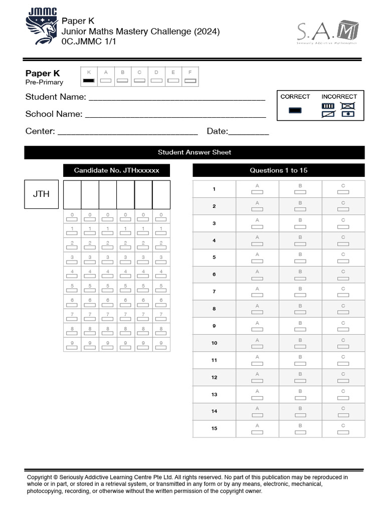 JMMC Answer Sheet Thailand | PDF | Creative Works | Intellectual ...