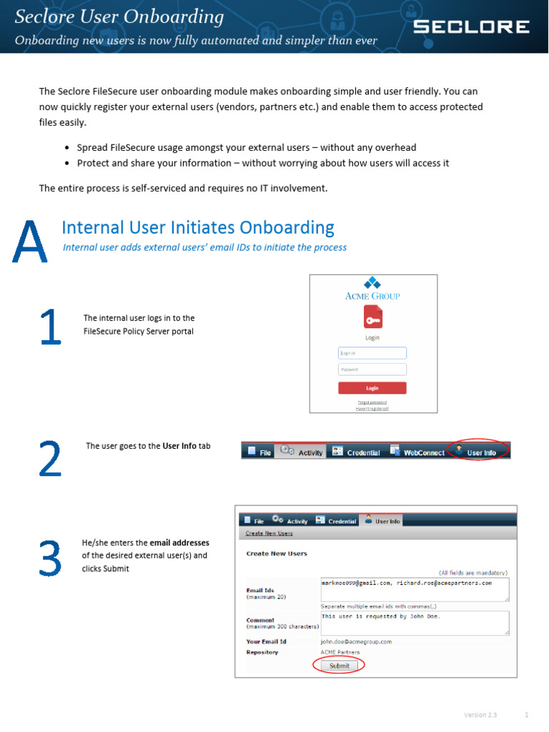 Seclore QuickStart UserOnboarding | PDF | User (Computing) | Login