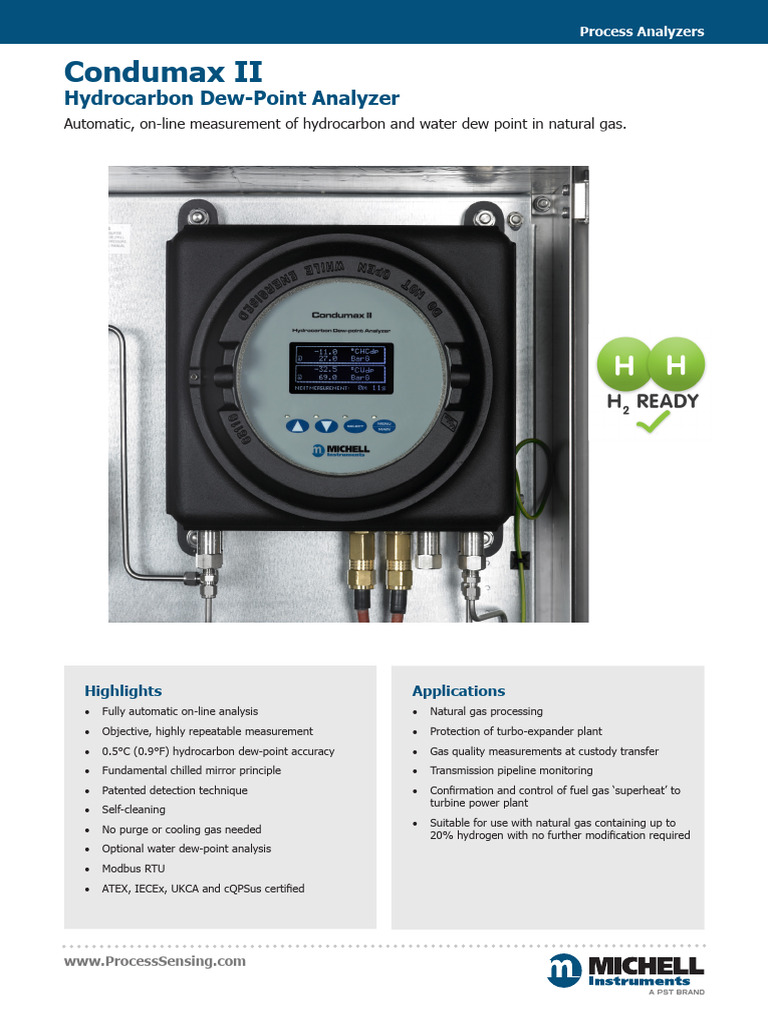 Michell Instruments Condumax II Datasheet | PDF | Gases