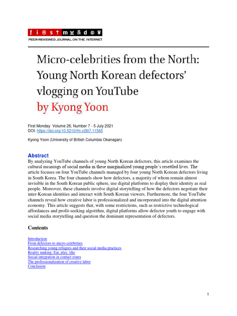 Micro Celebrities From The North Young N | PDF | You Tube | Social Media