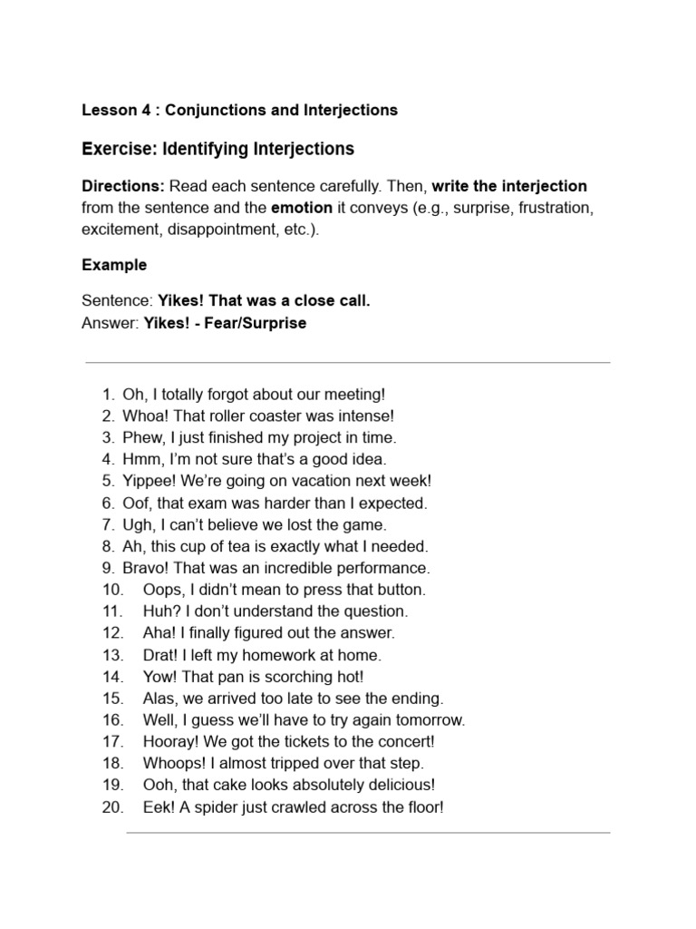 Identifying Interjections | PDF