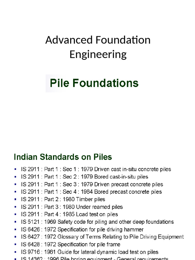 Advanced Foundation Engineering-Pile Foundations | PDF