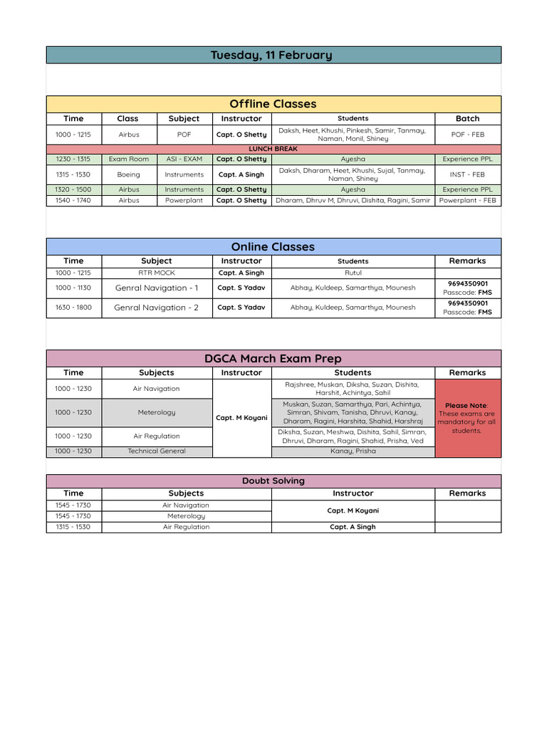 Daily Roster - 11.02.2025 | PDF