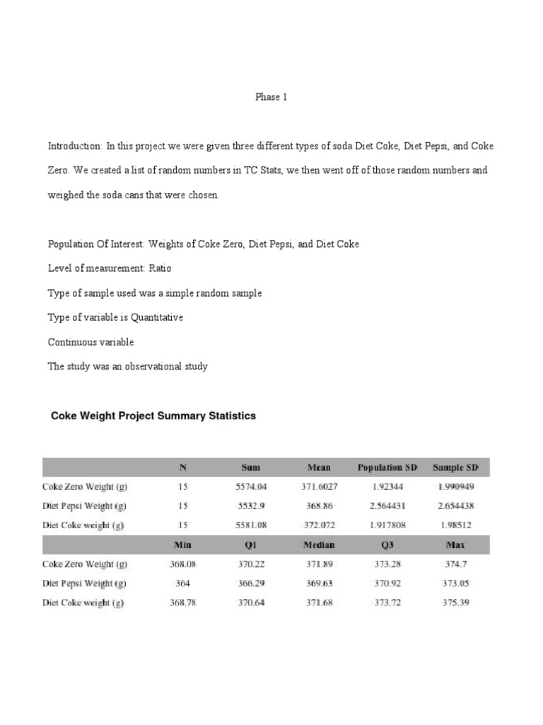 Soda Weight Comparison Study Results | PDF | Wellness | Lifestyle