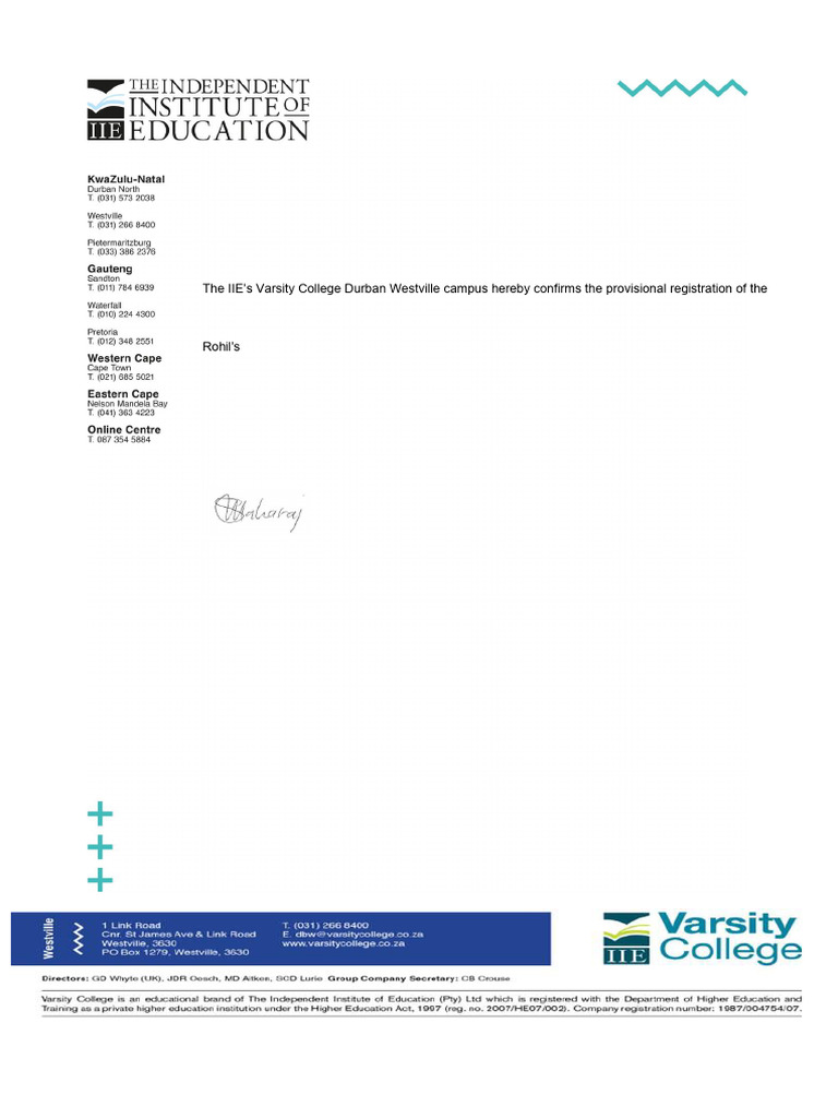 Provisional Registration Confirmation | PDF